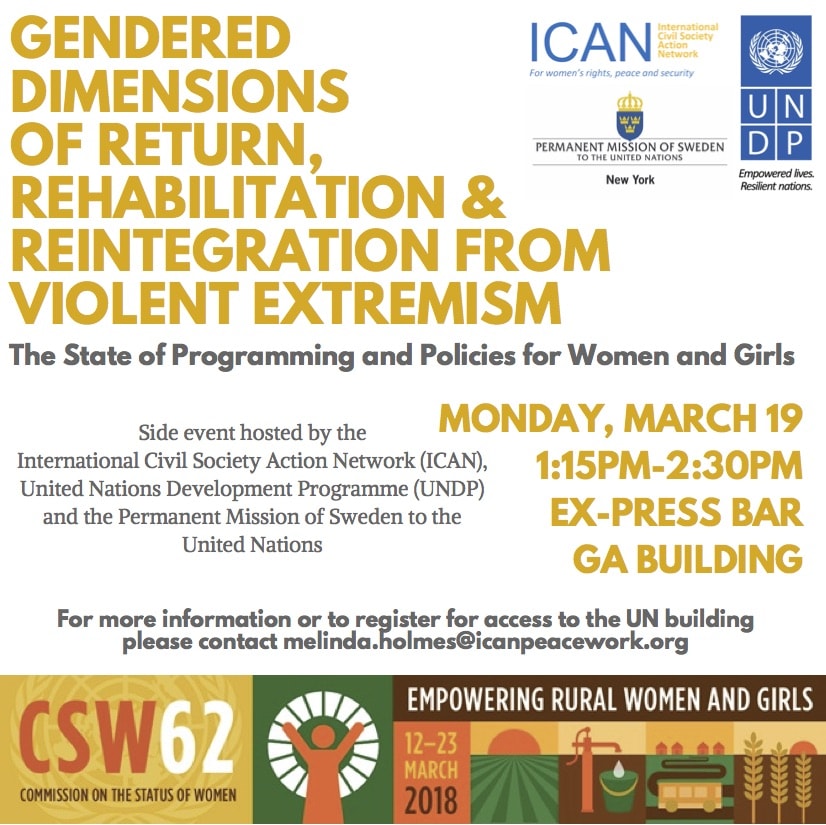 CSW side events including on the “Gendered Dimensions of Return ...